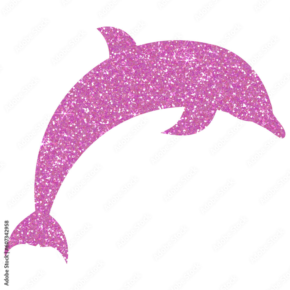 Pink dolphin glitter on transparent background. Dolphin icon. Design ...
