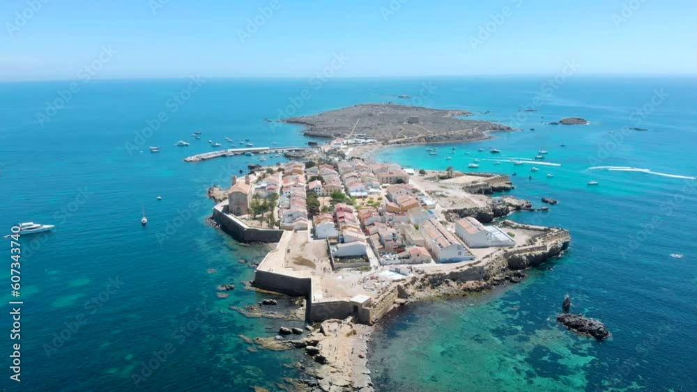 Video of a stunning aerial view of Tabarca Island in the crystal clear ...