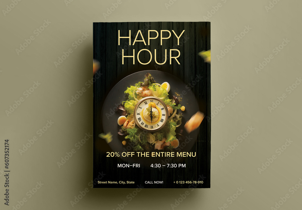 Happy Hour Poster Layout With Generative AI Stock Template | Adobe Stock