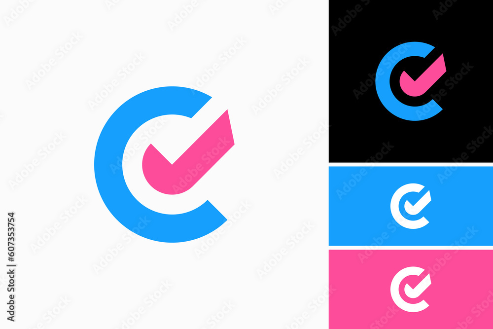 letter c with check mark logo vector premium template Stock Vector ...