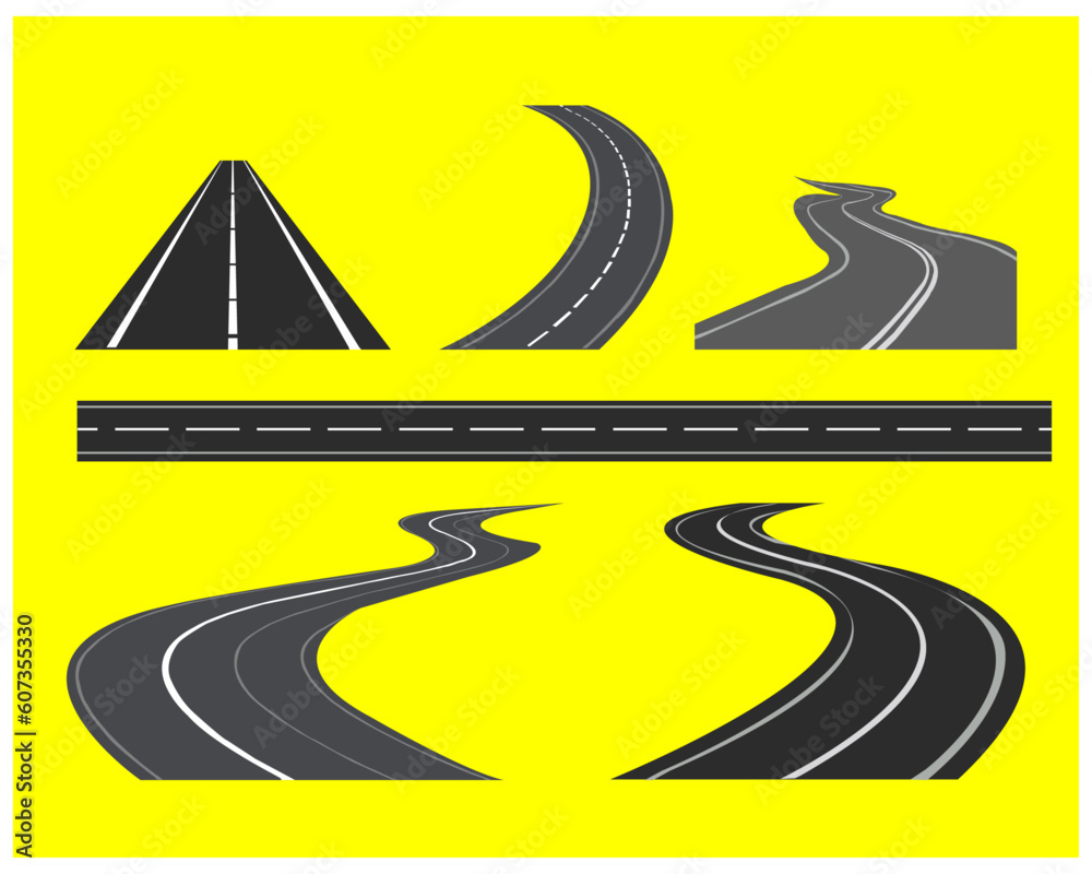Highway Vector road , Road elements. Top view highway with footpath ...