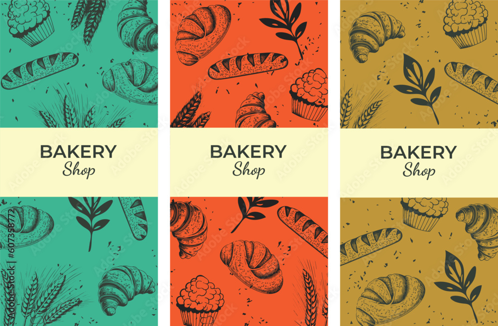 Bakery design poster set. Template for poster, banner, card, flyer ...