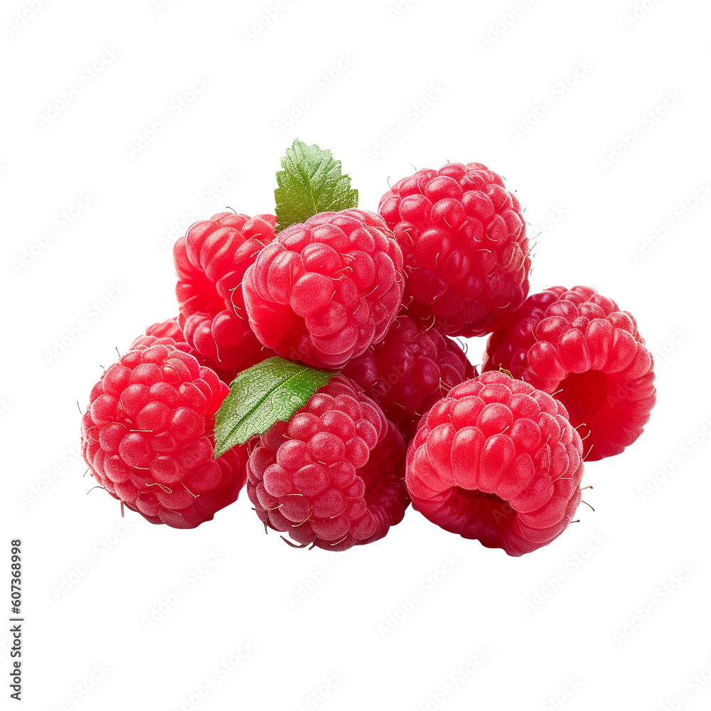 Ripe red raspberry with leaf isolated PNG transparent background ...