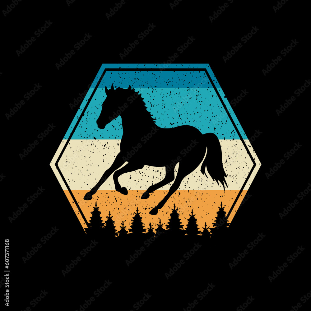 Beautiful horse t-shirt design isolated, jumping horse, silhouette ...