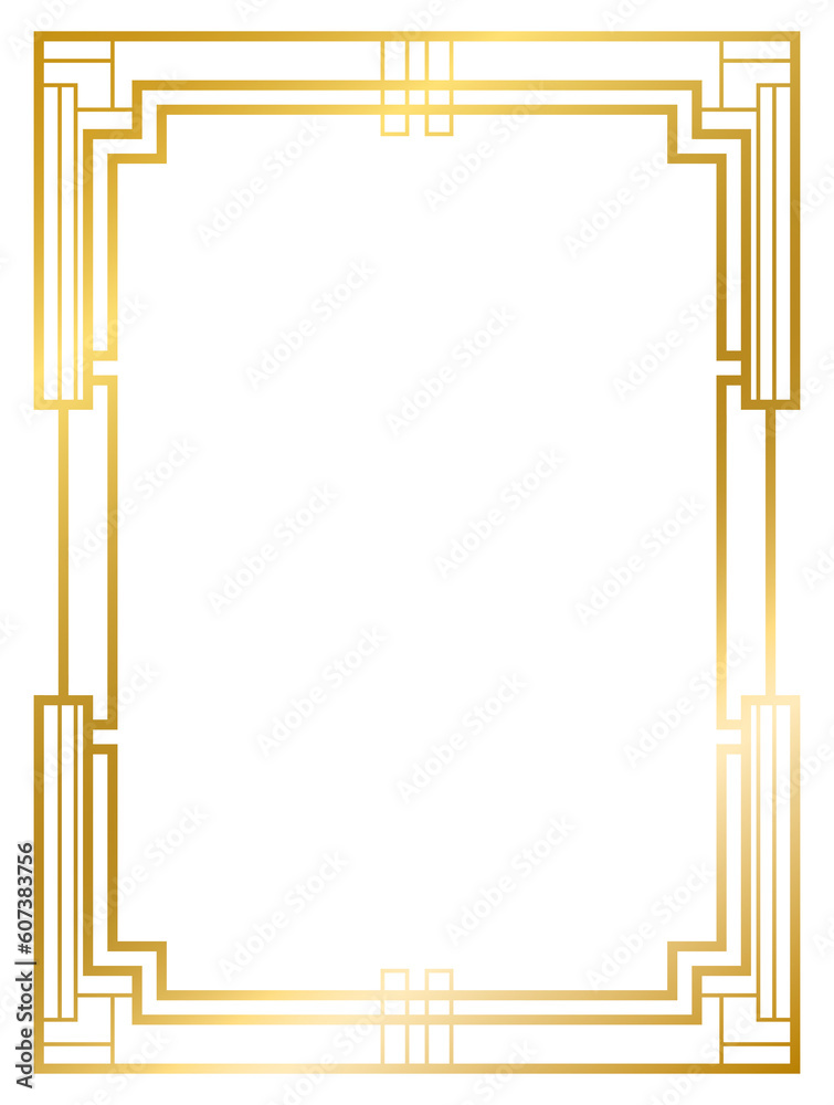 Art Deco gold frame vintage frame line geometric wedding label card ...