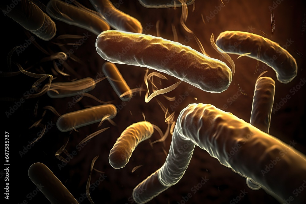 Cells that cause tuberculosis disease. Close-up of the Koch virus ...