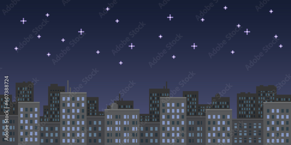 Colorful simple vector pixel art seamless endless horizontal ...