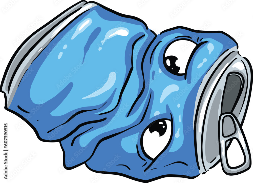 Crushed Soda Cola Steel Can Cartoon Illustration in Vector Used to ...