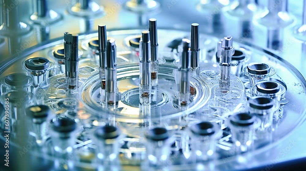 Pipetting sample into multi well plate for analysis in a laboratory ...