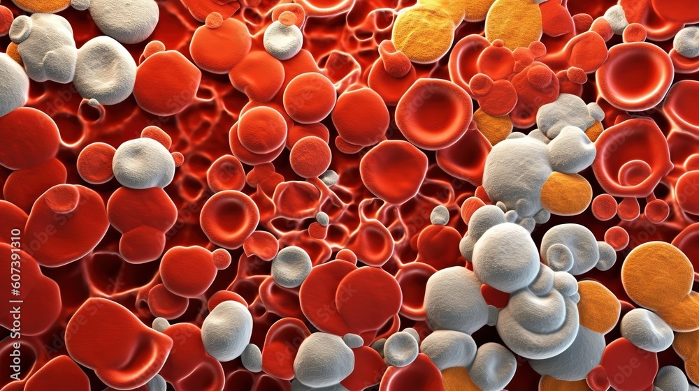 Leukemia blood cells under a Color scanning electron micrograph ...