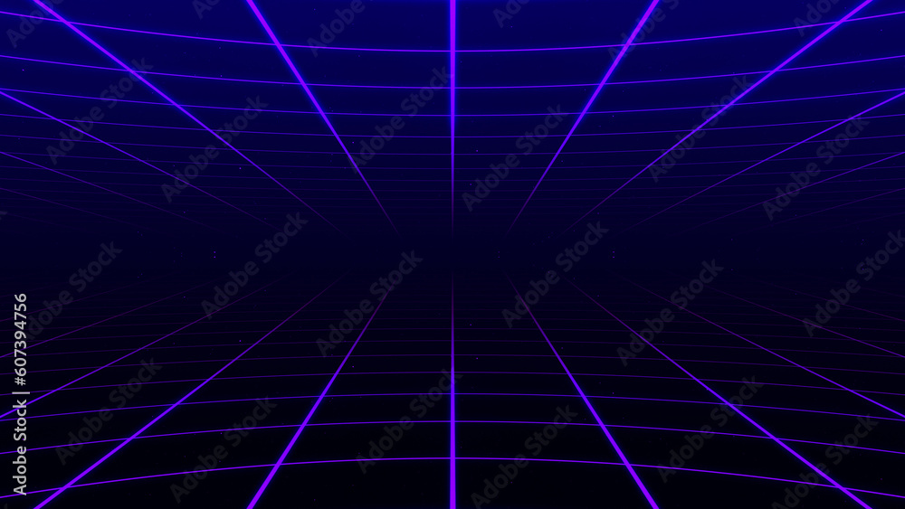 Abstract retro synthwave grid loop animation background 3d render. Looping grid motion design ...