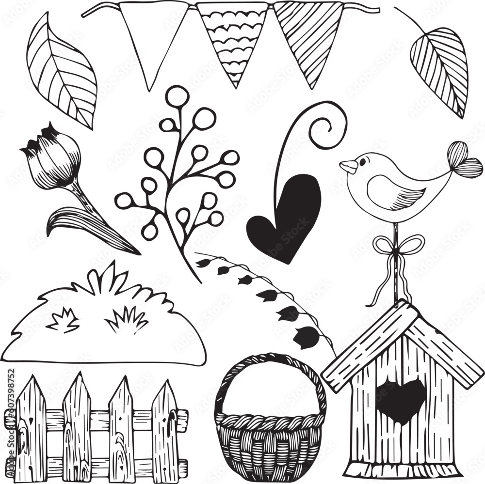 Flower Garden Clip Art Black And White