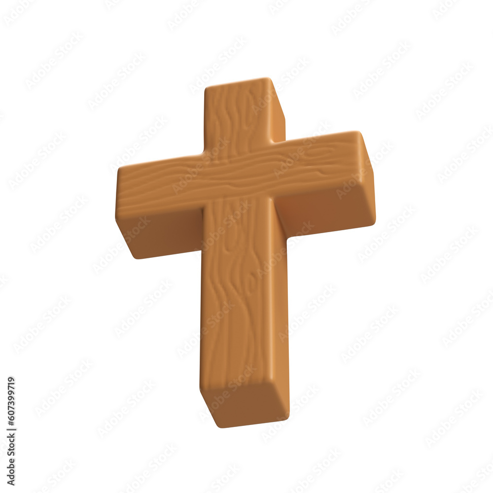 3d icon rendering Wooden Cross, symbol of the resurrection of Jesus ...