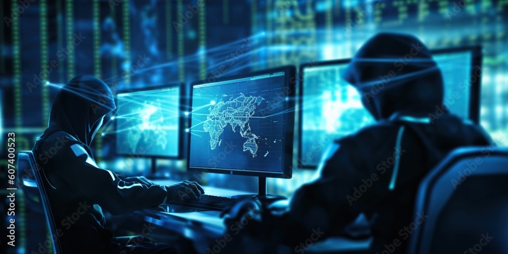 Cybercriminals on a computer screen, representing the rise of ...