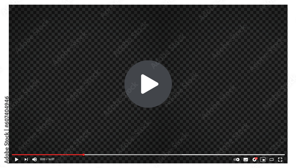 Template video frame. Youtube video player layout. Video content mockup. Social media content ...