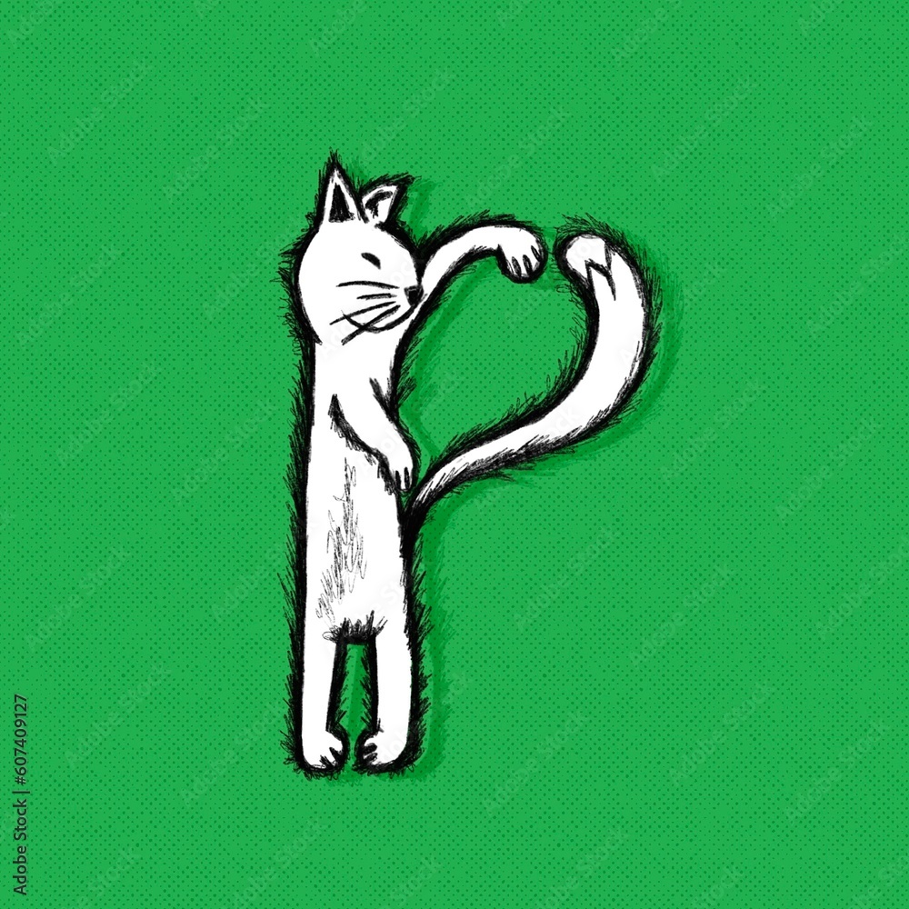 Animal Alphabet Letter P illustration of cat cartoon Stock Illustration ...