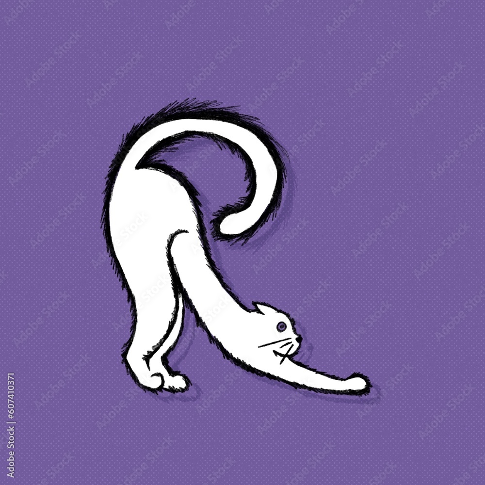 Yoga cat pose of the letter R. Hand drawn cat alphabet for learning ...