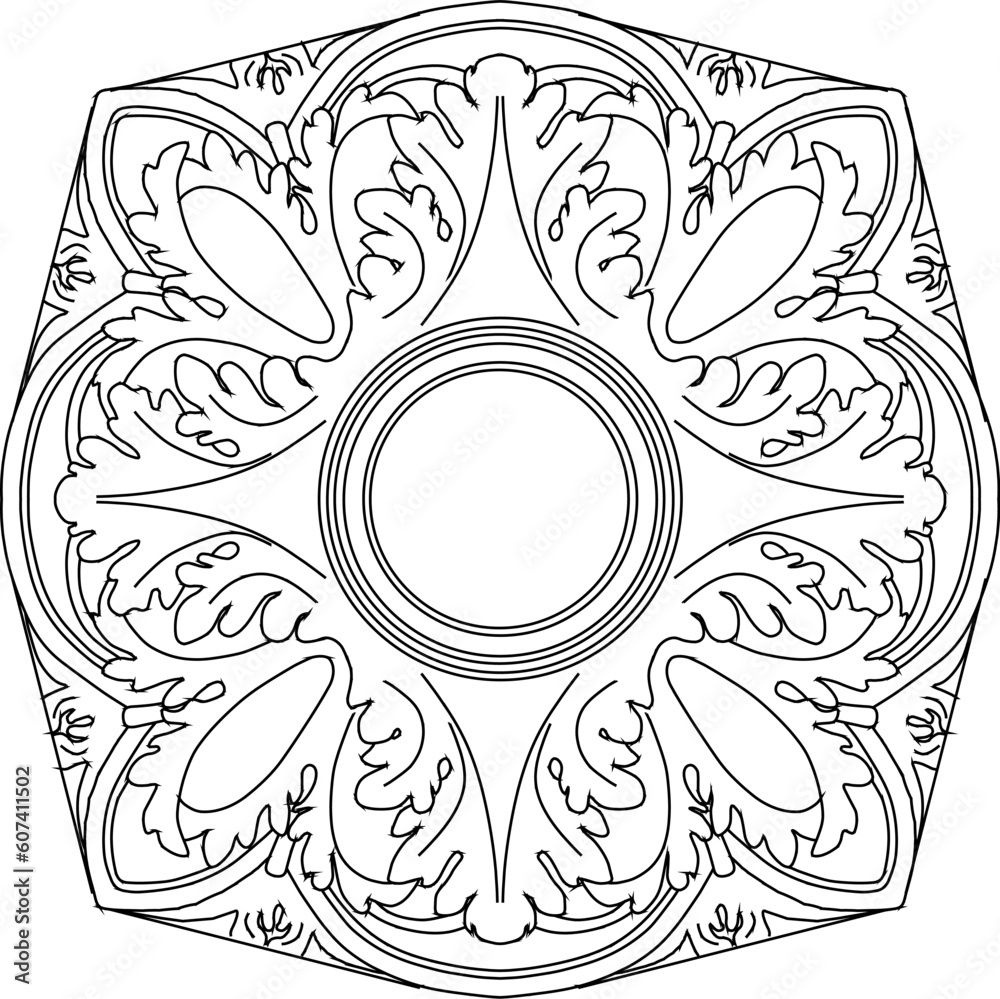 Detailed vector sketch of classical roman greek architectural rosettes ...