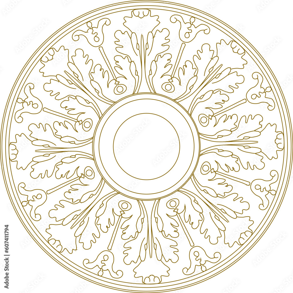 Detailed vector sketch of classical roman greek architectural rosettes ...