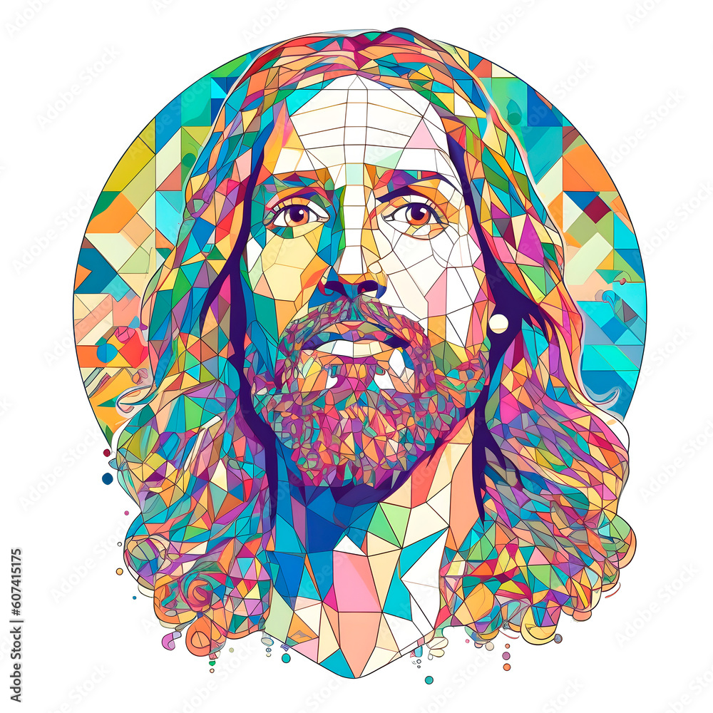 modern portrait of jesus christ on transparent background, portrait of ...