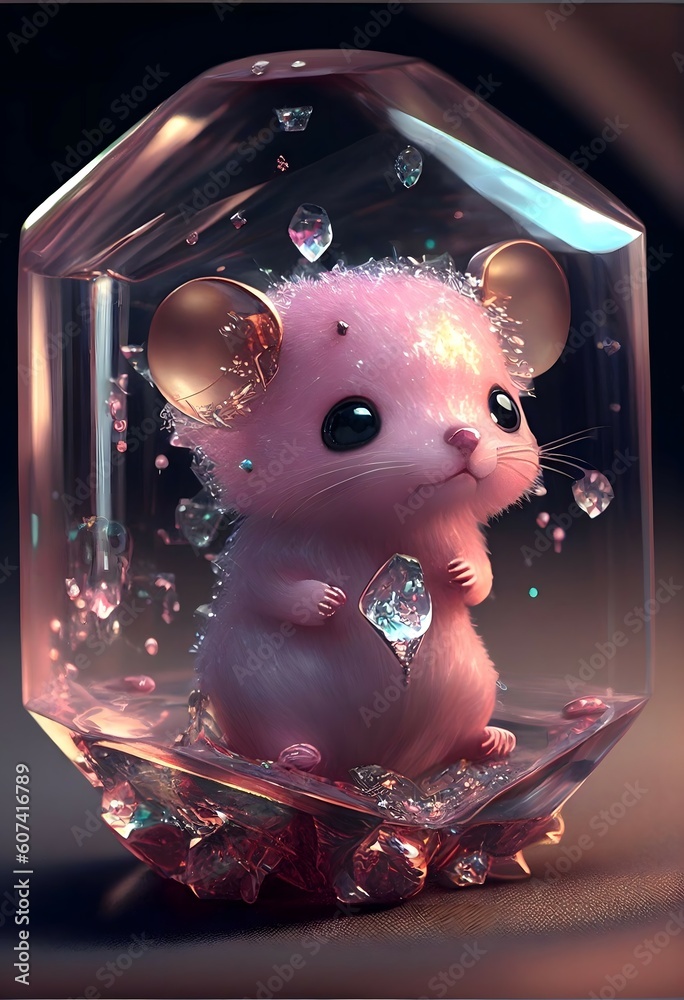 Super gorgeous cute chibi Zodiac rat Its crystal-like ice hair is like ...