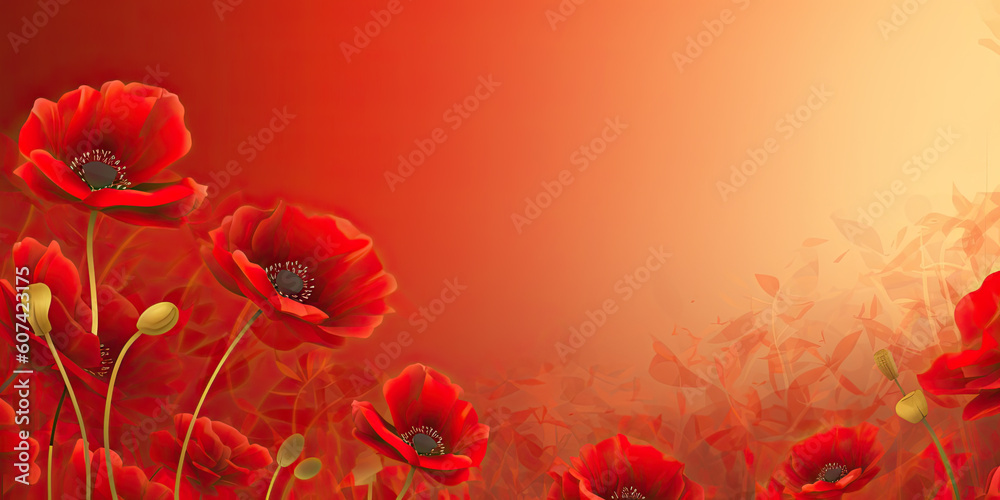 red poppy background banner remembrance day poppies illustration ...