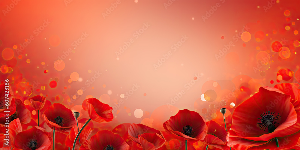 red poppy background banner remembrance day poppies illustration ...