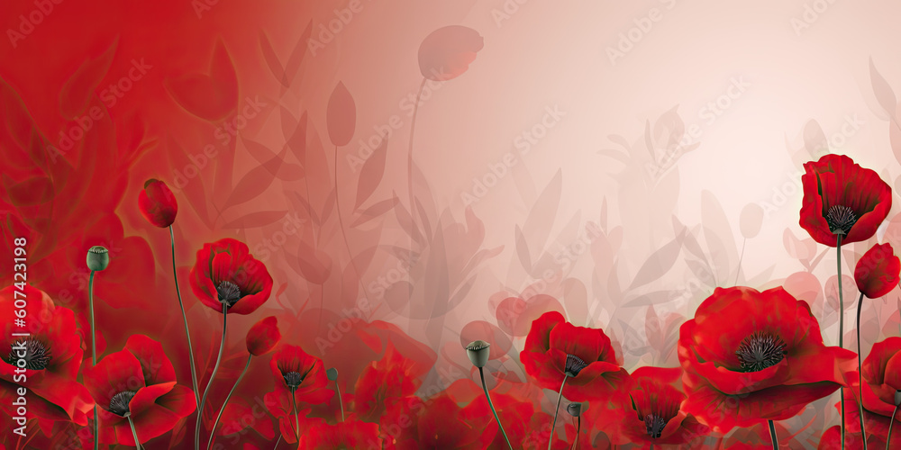 red poppy background banner remembrance day poppies illustration ...