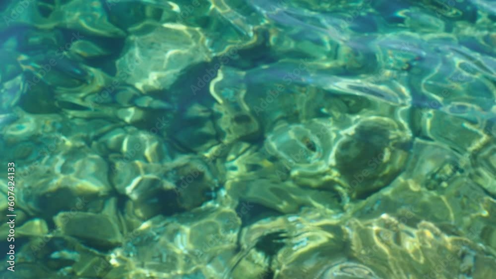 Green azure turquoise blue transparent sea salt water texture. Top view ...