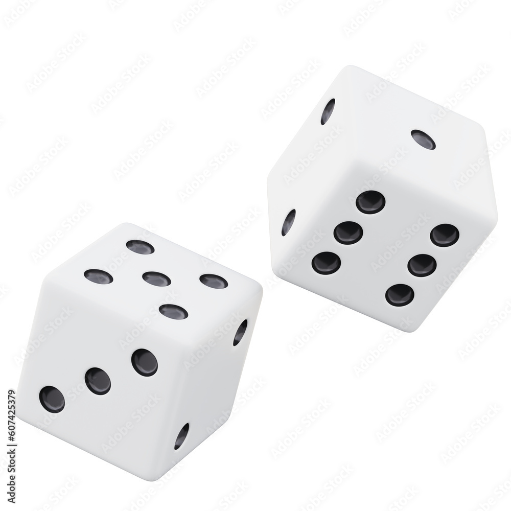 3d rendering realistic dice design illustration isolated on transparent ...