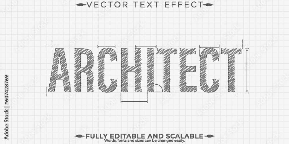 Architect drawing text effect, editable engineering and architectural ...