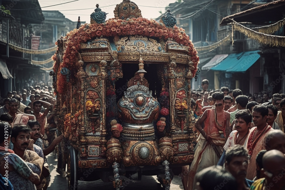 Ratha-yatra festival of Lord Jagannatha, Balabhadra and Subhadra during ...