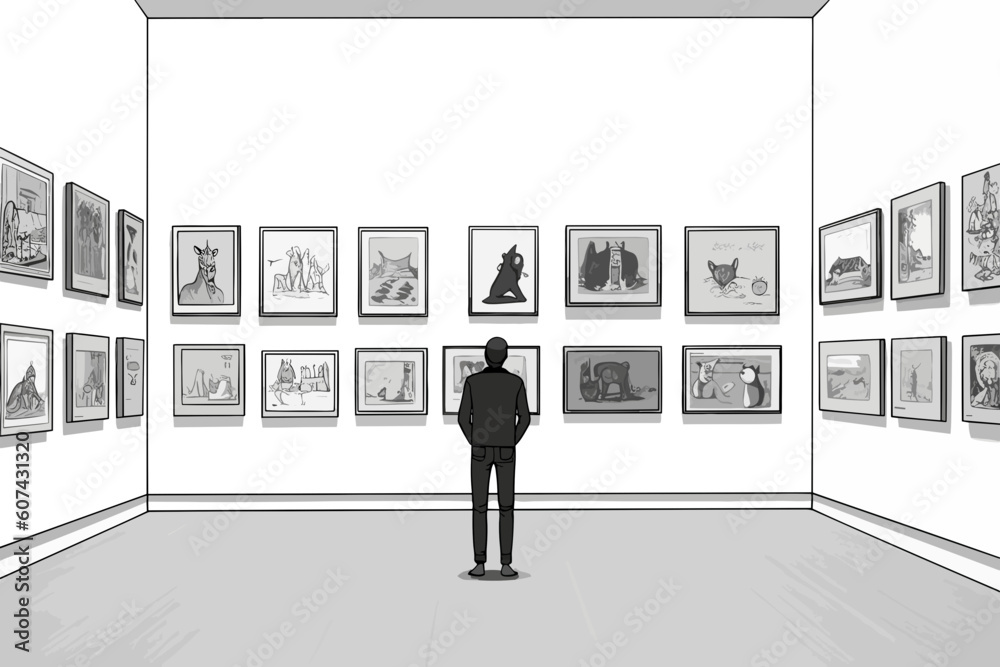Vetor do Stock: Doodle inspired Museum curator at archives, cartoon ...