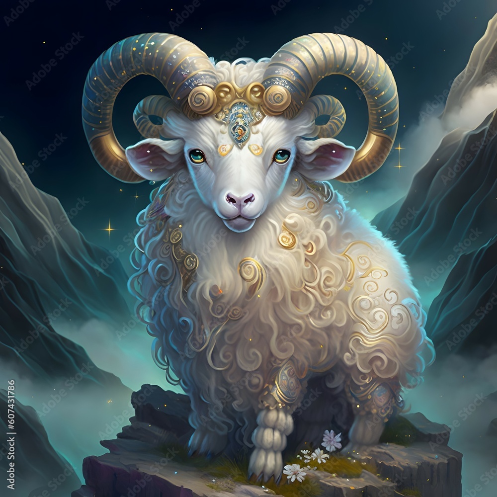 The highly detailed and beautiful white patterns of the adorable sheep ...