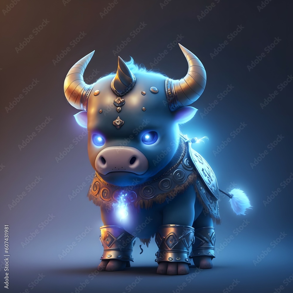 Anthropomorphic super cute fantasy little Cow, warrior 3d concept art ...