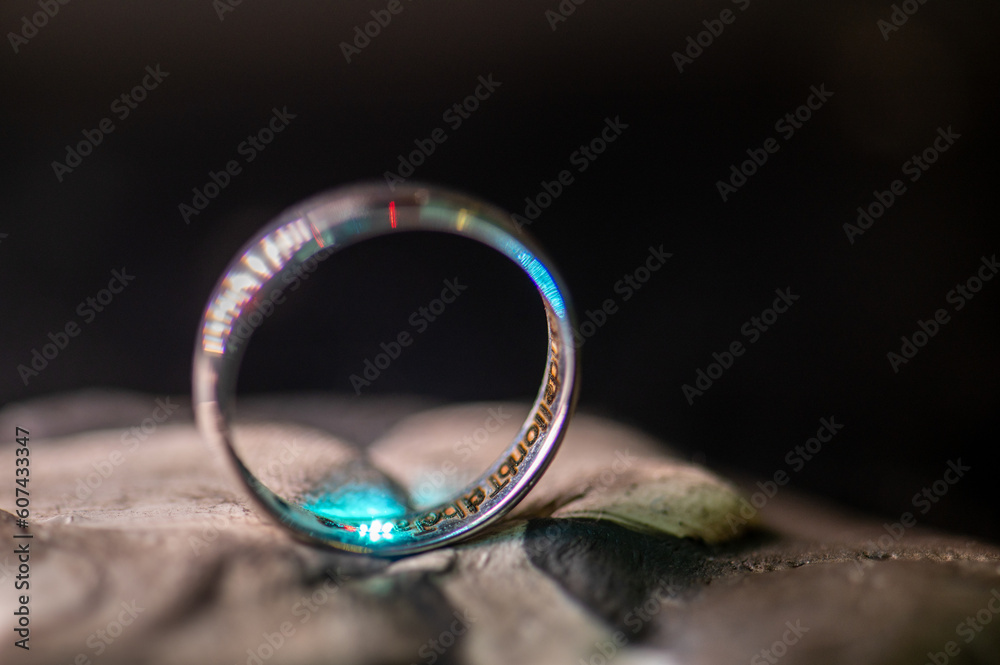 engraving carving character on ring by high power laser beam spark on ...