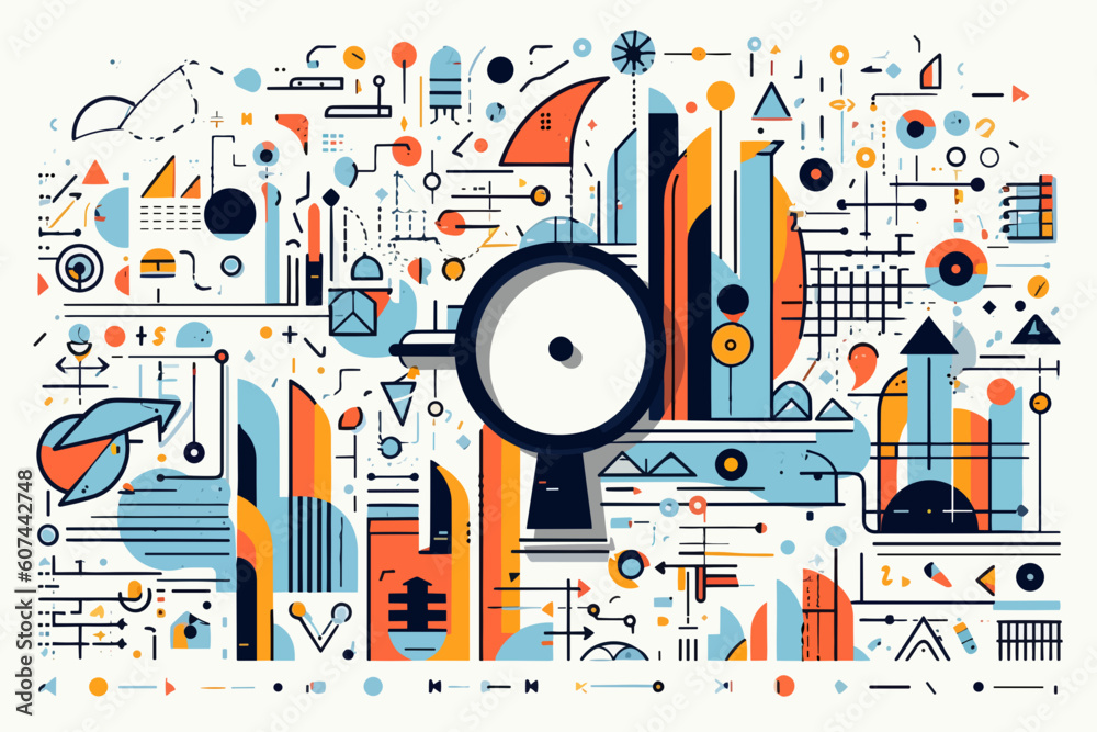 Doodle inspired Analytical presenting findings, cartoon sticker, sketch ...