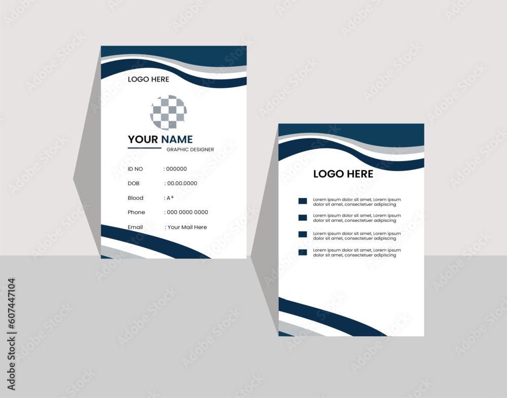 Simple vector office ID card design template. Creative Corporate ...