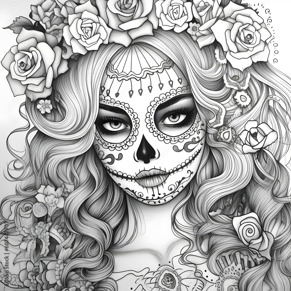 voodoo lady,day of the dead party, creepy cute, high detail adult ...