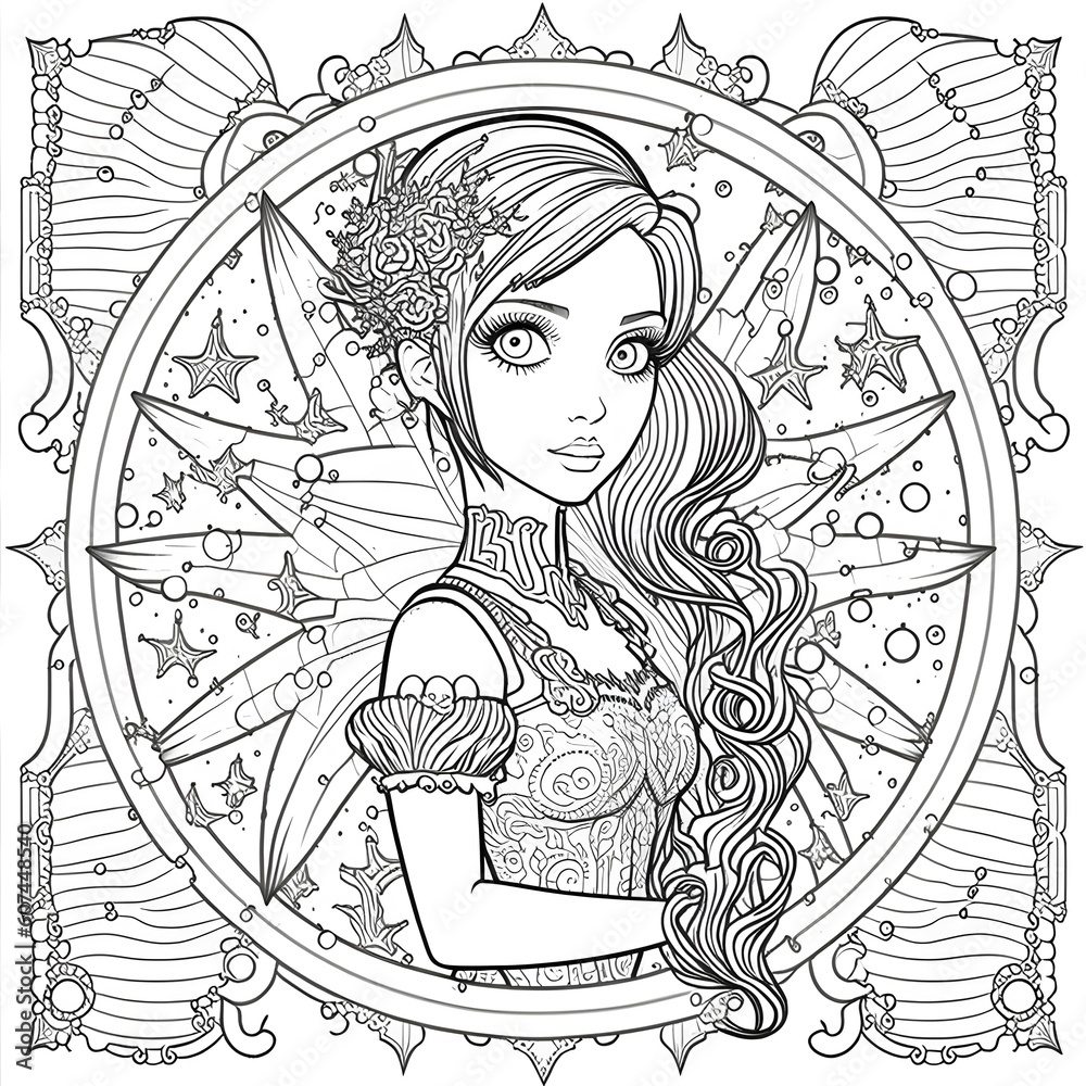 Steampunk mermaid with starfish and sea moss in hair manga character in ...