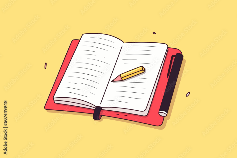 Doodle inspired Shy writing in a journal, cartoon sticker, sketch ...