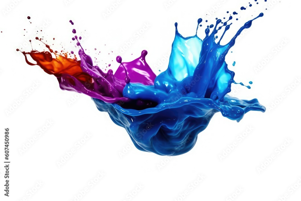 Paint and ink dropping into water, acrylic paint, color explosion ...