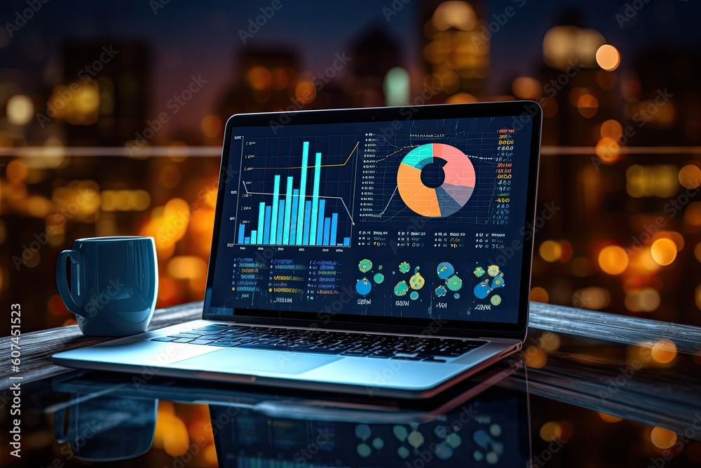 Computer laptop and dashboard for data business analysis and Data ...