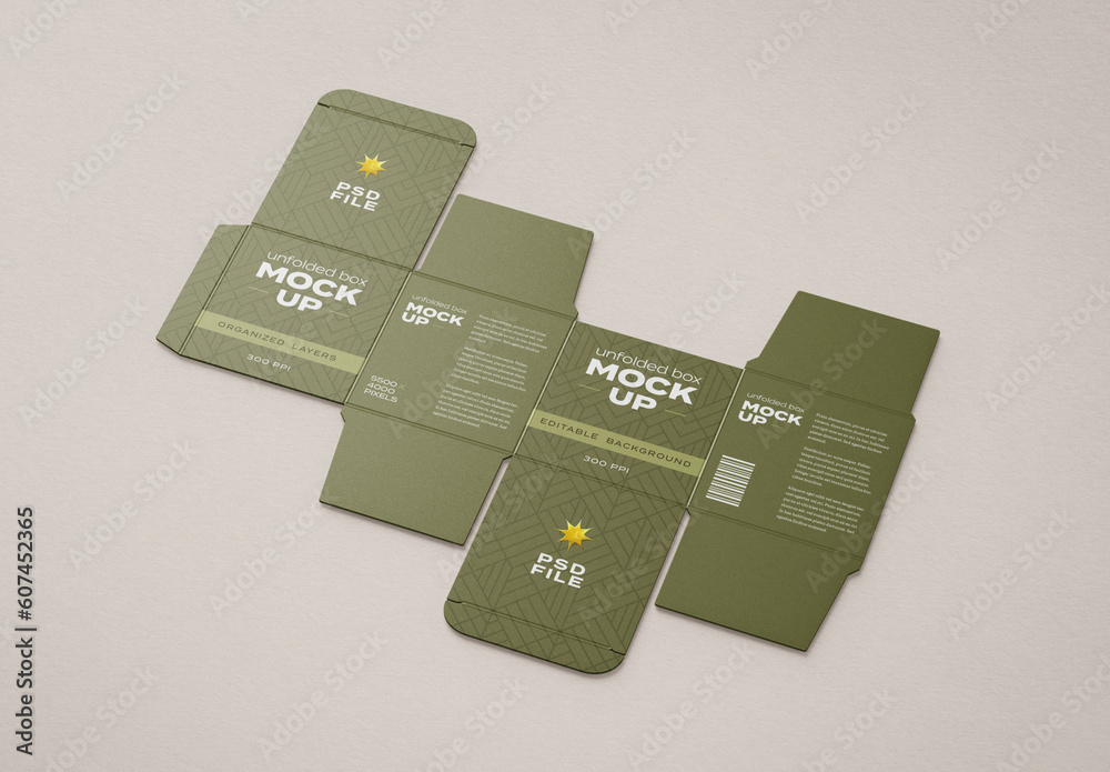 Unfolded Box Packaging Mockup Stock Template | Adobe Stock