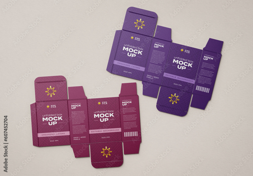 Unfolded Box Packaging Mockup Stock Template | Adobe Stock