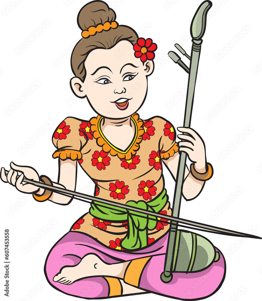 Thai children, Thai cartoons, Thai musical play. pop art retro hand ...