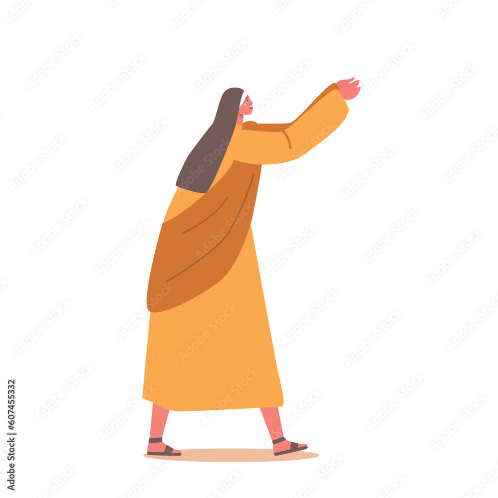 Vetor de Praying And Crying Ancient Israelite Female Character. Deeply ...