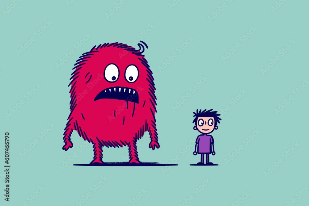 Doodle inspired Cowardly avoiding confrontation, cartoon sticker ...