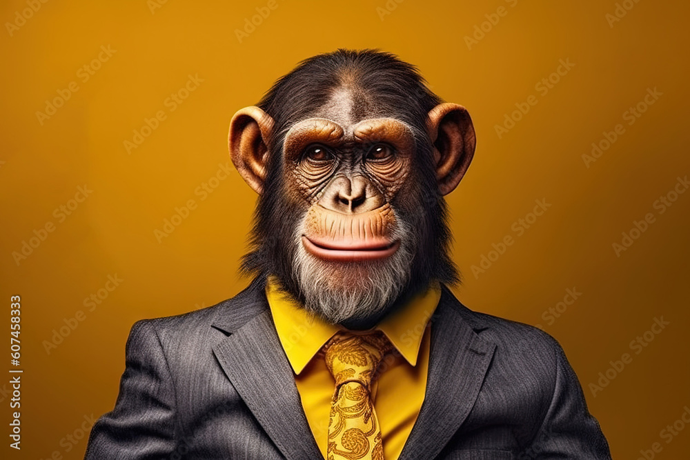 chimpanzee king of banana ceo of yellow fruit enterprise illustration ...