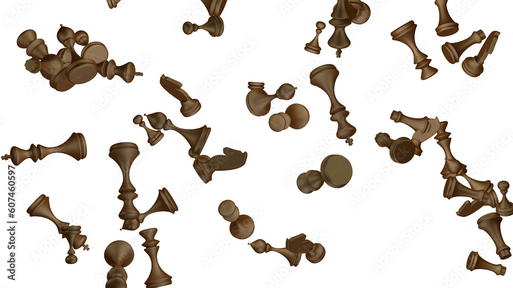 Rain from 3D chess pieces on a transparent PNG background. Stock ...